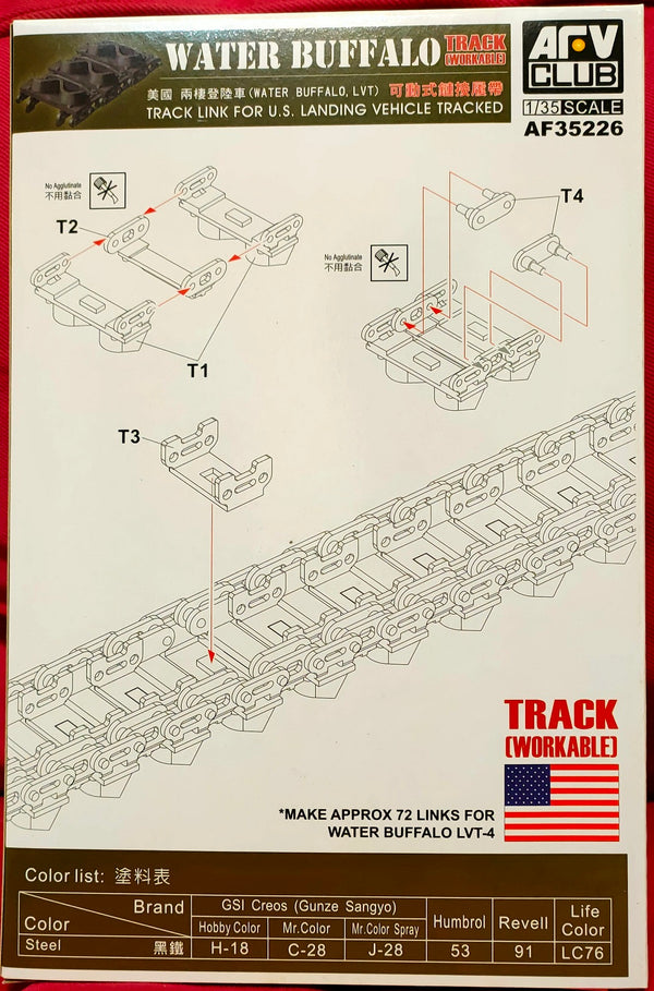 AFV CLUB 1/35 LVT-4 Water Buffalo Track link workable – AFV HOBBY