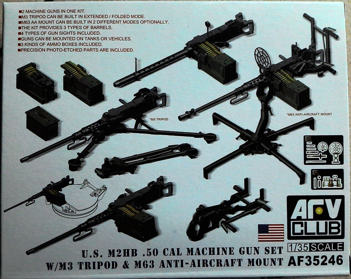 Afv club 1/35 U.S M2HB Machine Gun set w/ M3 Tripod & M63 Anti-Aircraf ...