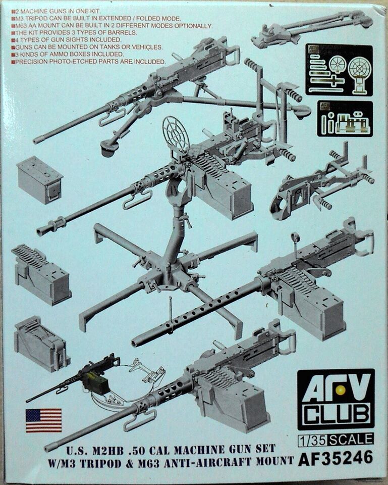 Afv club 1/35 U.S M2HB Machine Gun set w/ M3 Tripod & M63 Anti-Aircraf ...