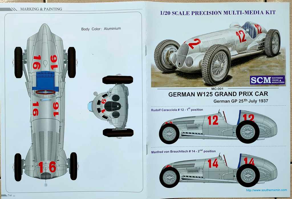 SCM 1:20 Grman W125 Grand Prix car GP 25th July 1937 – AFV HOBBY
