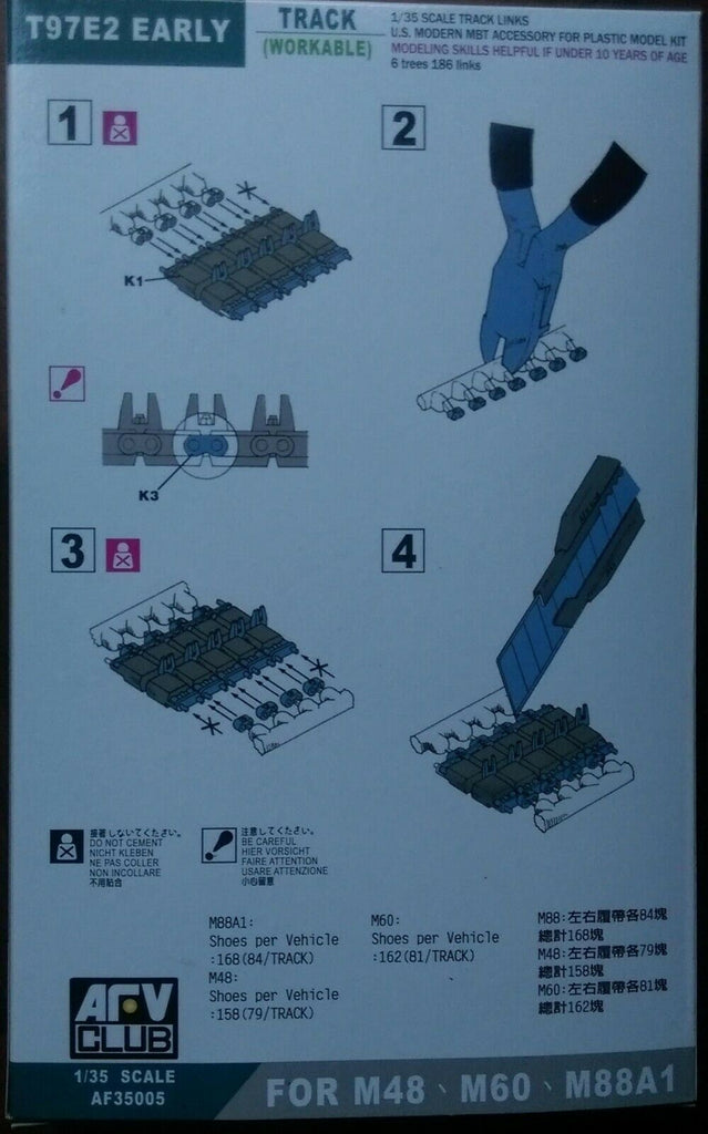 AFV CLUB 1/35 T97E2 early Track workable M60 M48 M88A1 – AFV HOBBY